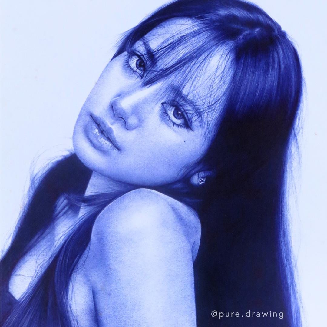 LISA Blue Ballpoint Pen Art [KPOP, Blackpink, Realistic Art] - Etsy