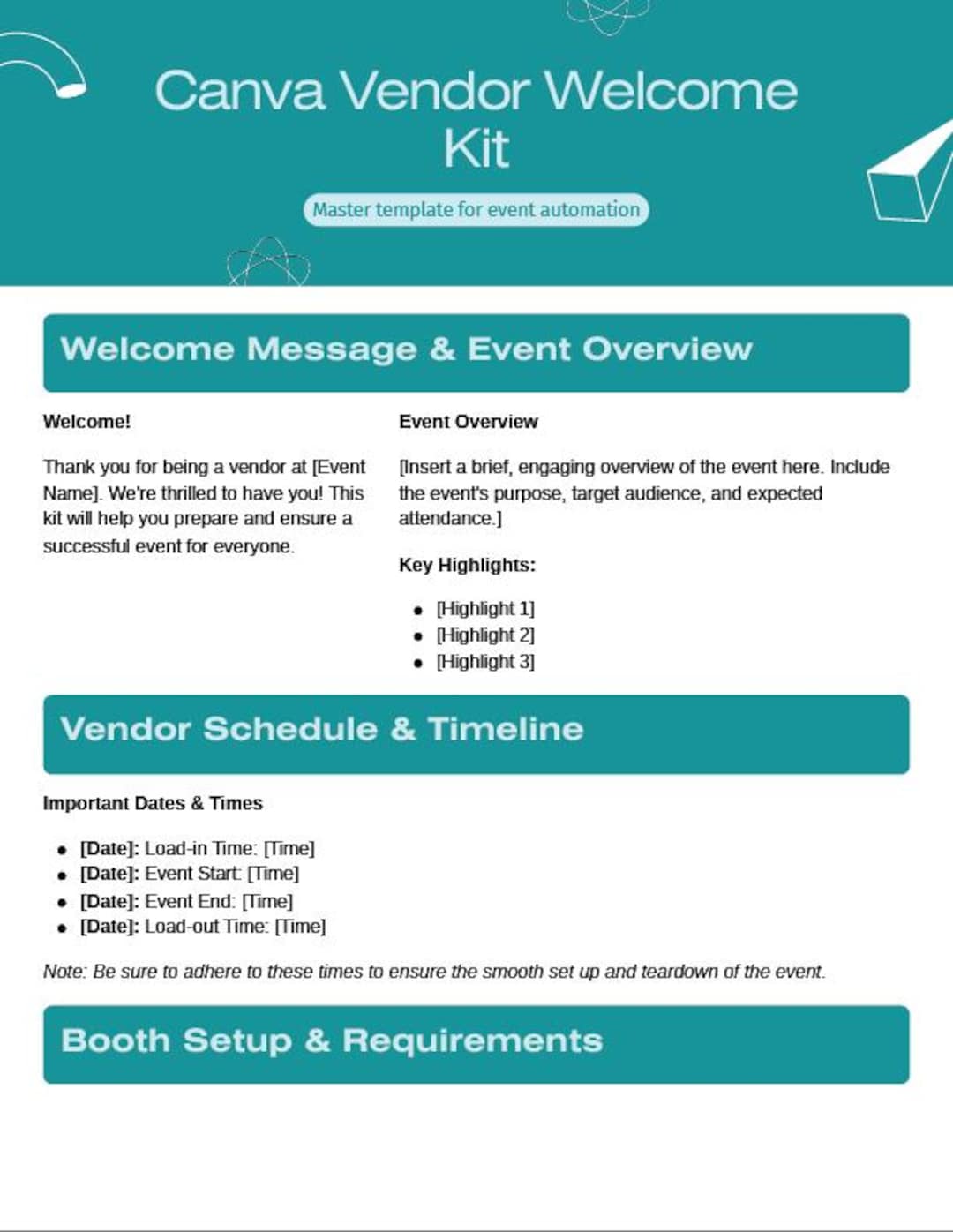 Vendor Welcome Kit Canva Template | Art Fair, Festival and Market ...