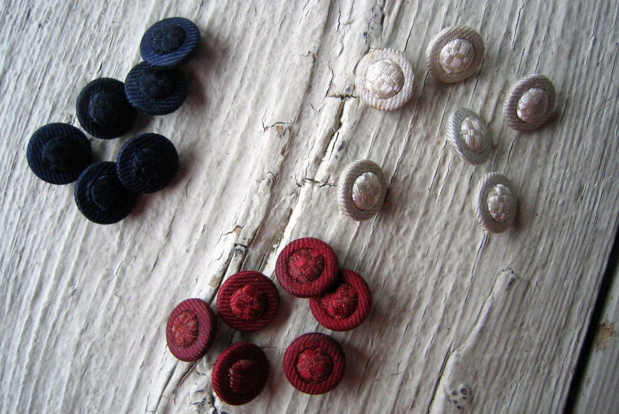 6 Victorian Edwardian 3/8th Silk Cloth Fabric Covered Buttons With Pad ...