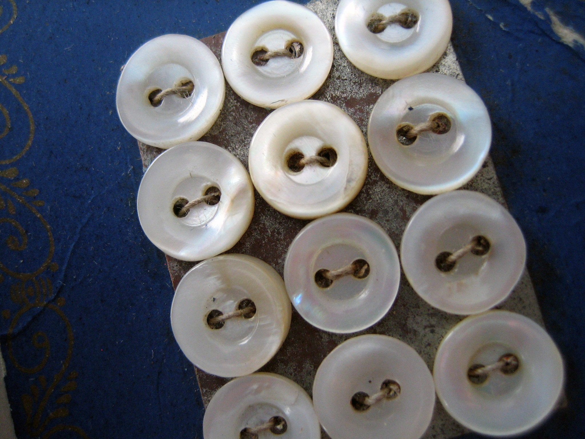One Card of 12 Small Antique Pearl Buttons approx 1/4 inch | Etsy