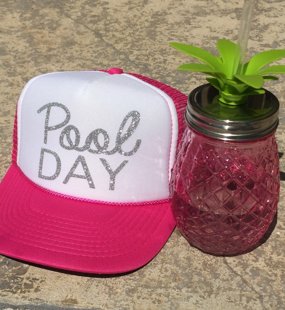 Pool Day Hat-summer Hat-pool Hat-trucker Hat-pool Trucker Hat-palm ...