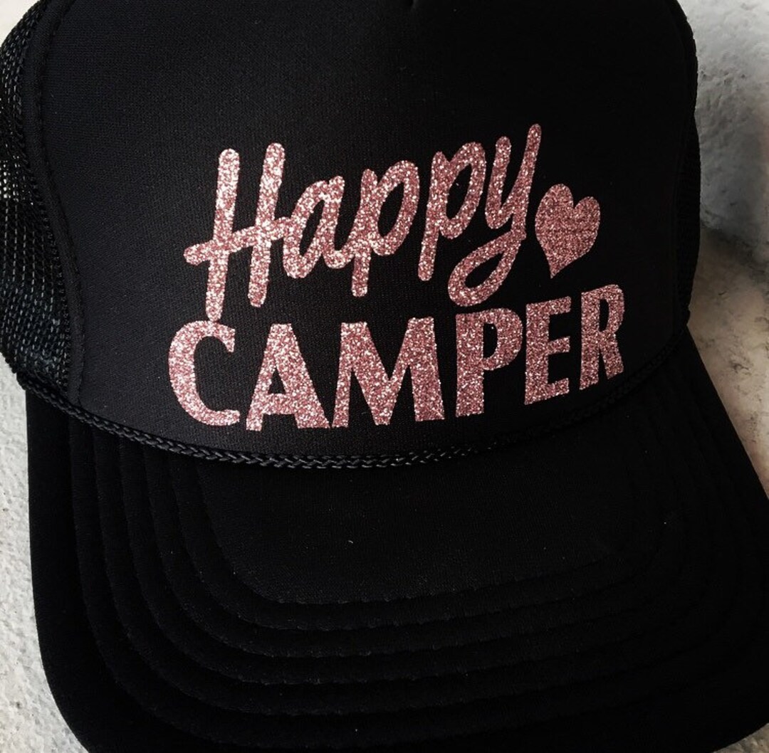 Happy Camper-happy Camper Trucker Hat-womens Trucker Hat-camping Hat - Etsy