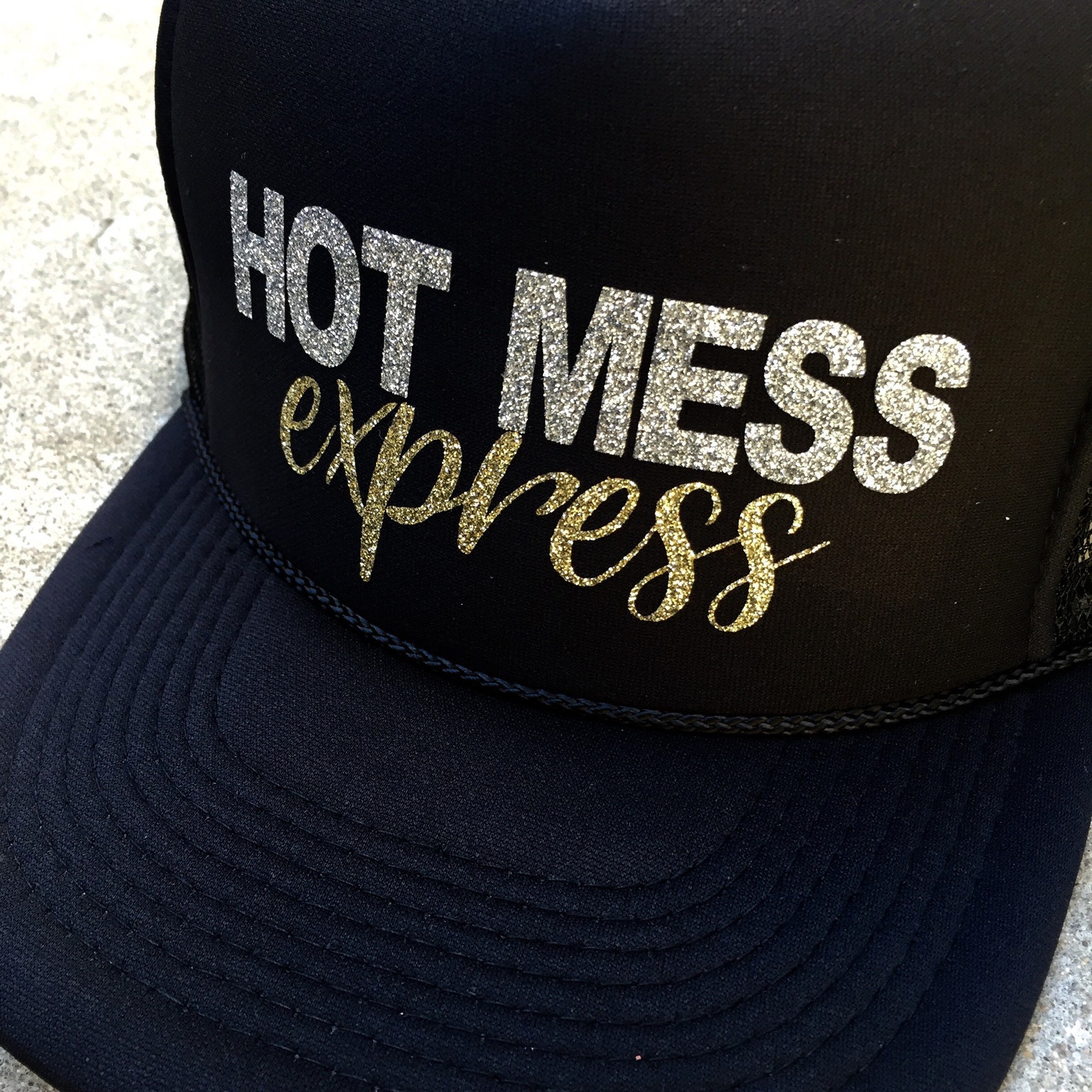 Hot mess express hat-trucker hat-glitter trucker hat-funny | Etsy