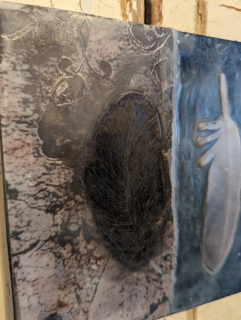Two Feathers Original Art Wax Encaustic - Etsy