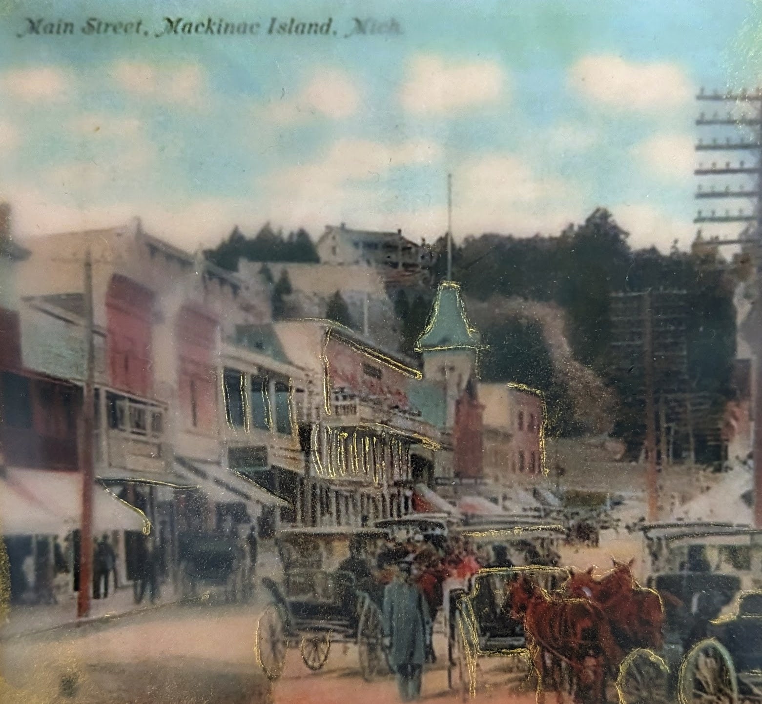 Mackinac Island History Mixed Media Collage, Wax Encaustic, Postcard ...