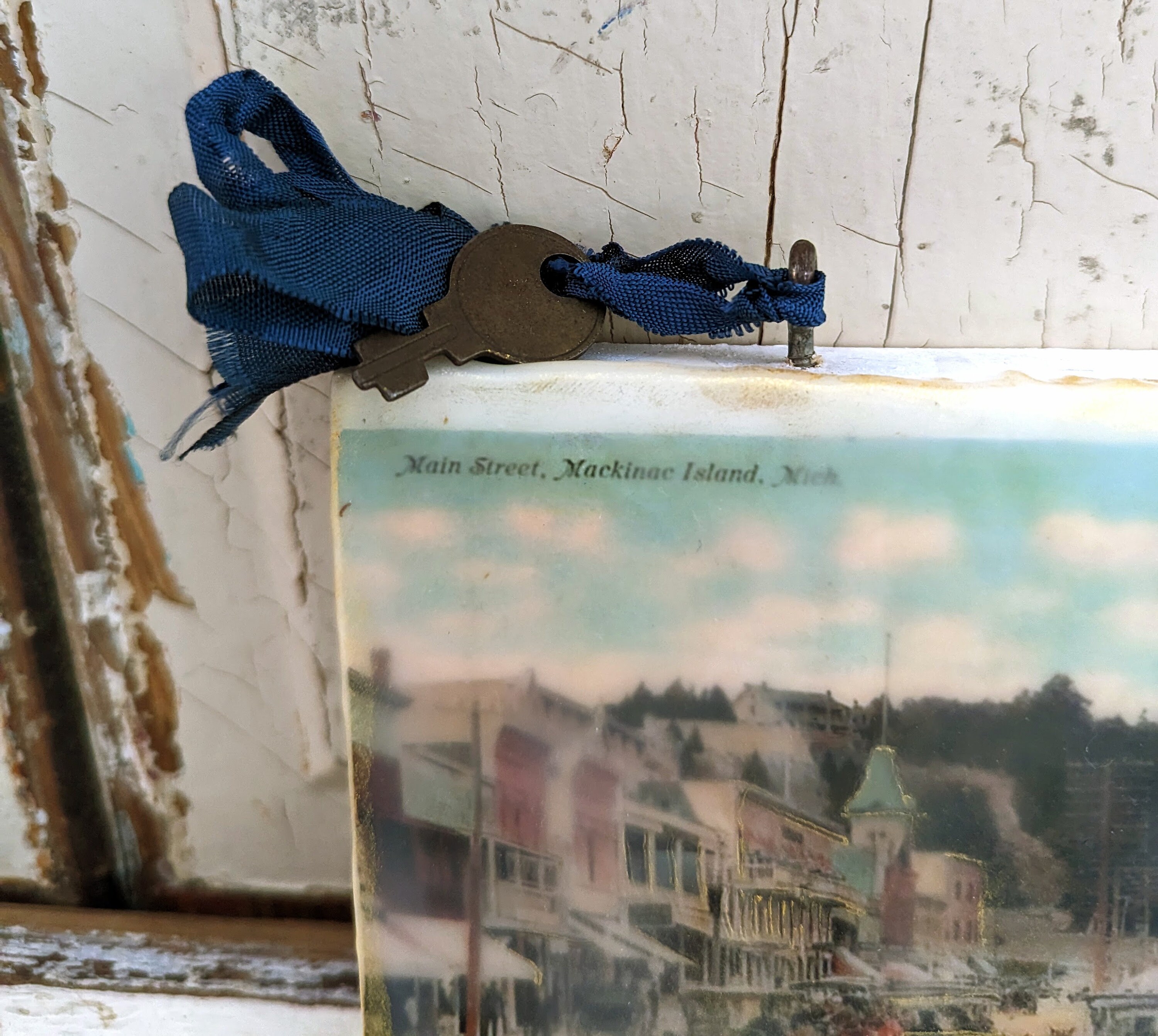 Mackinac Island History Mixed Media Collage, Wax Encaustic, Postcard ...