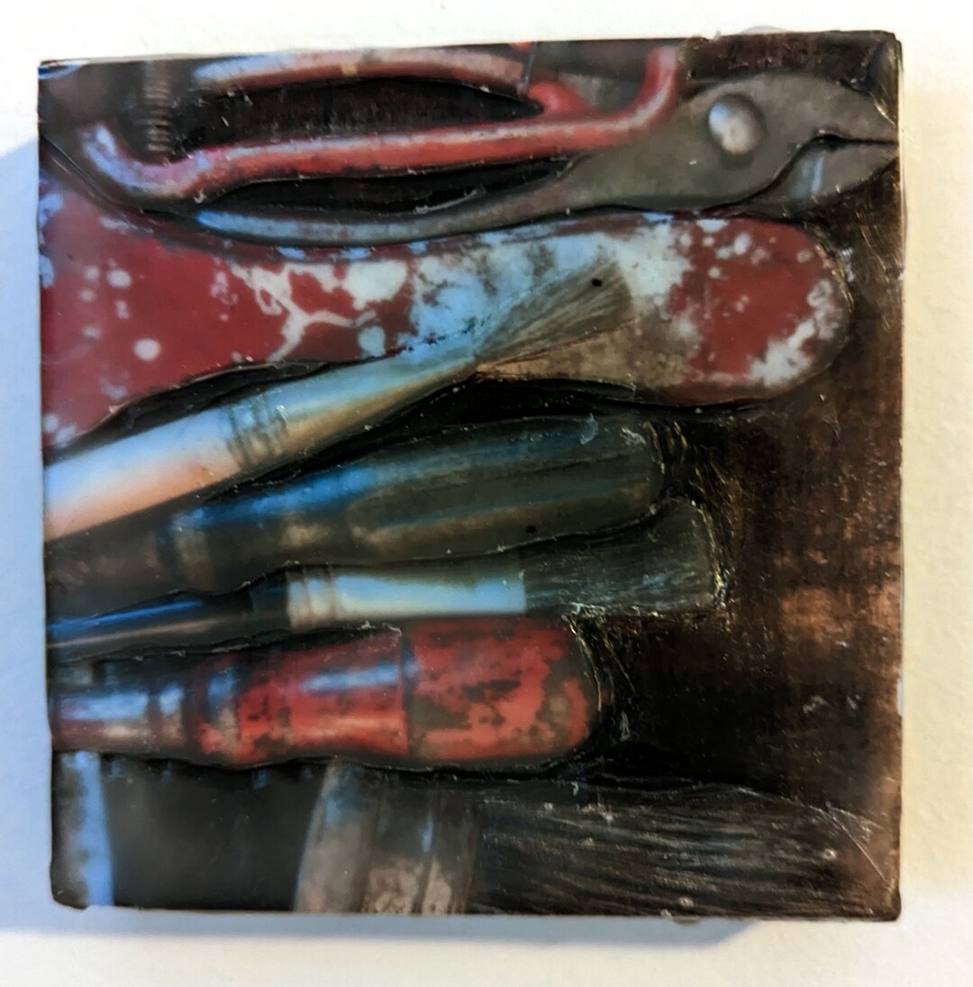 Chippy Old Tools - Original Art Wax Encaustic - 4 X 4 - Etsy