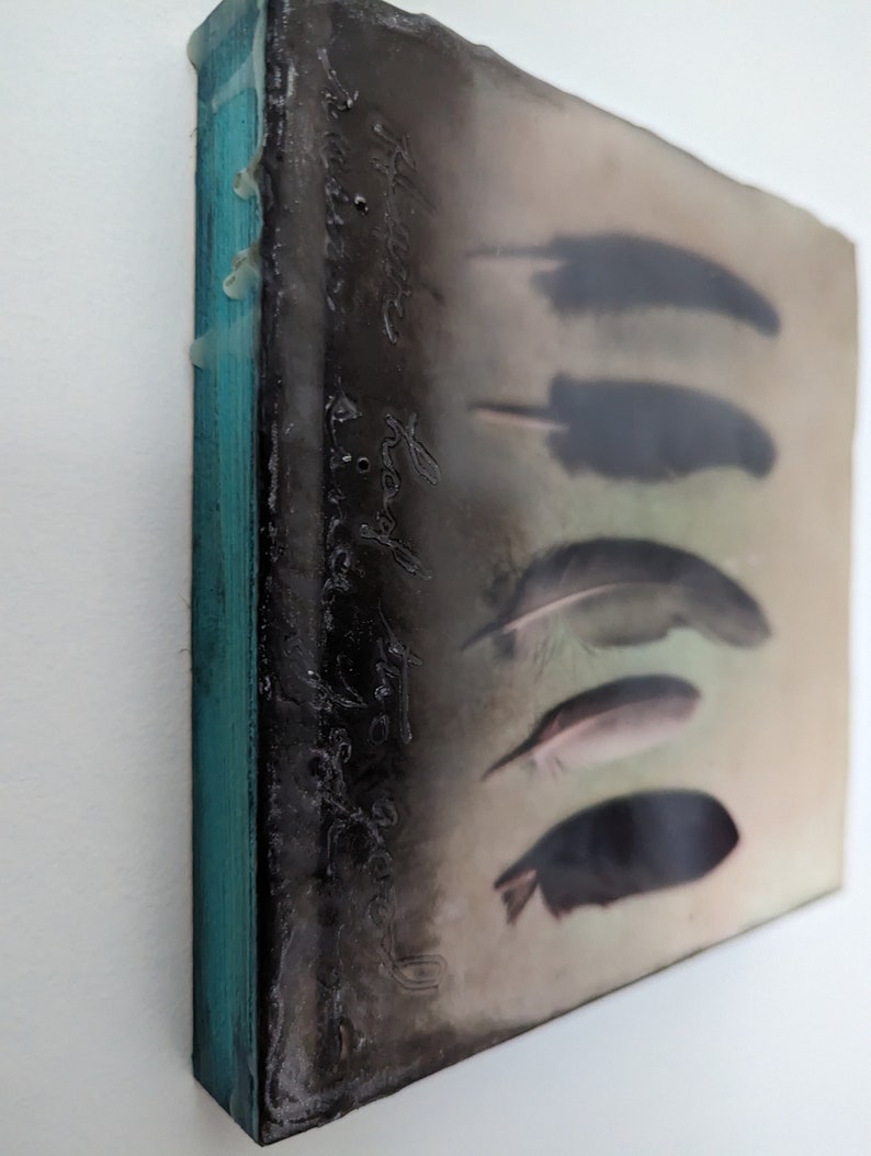 Five Feathers Original Art Wax Encaustic - Etsy