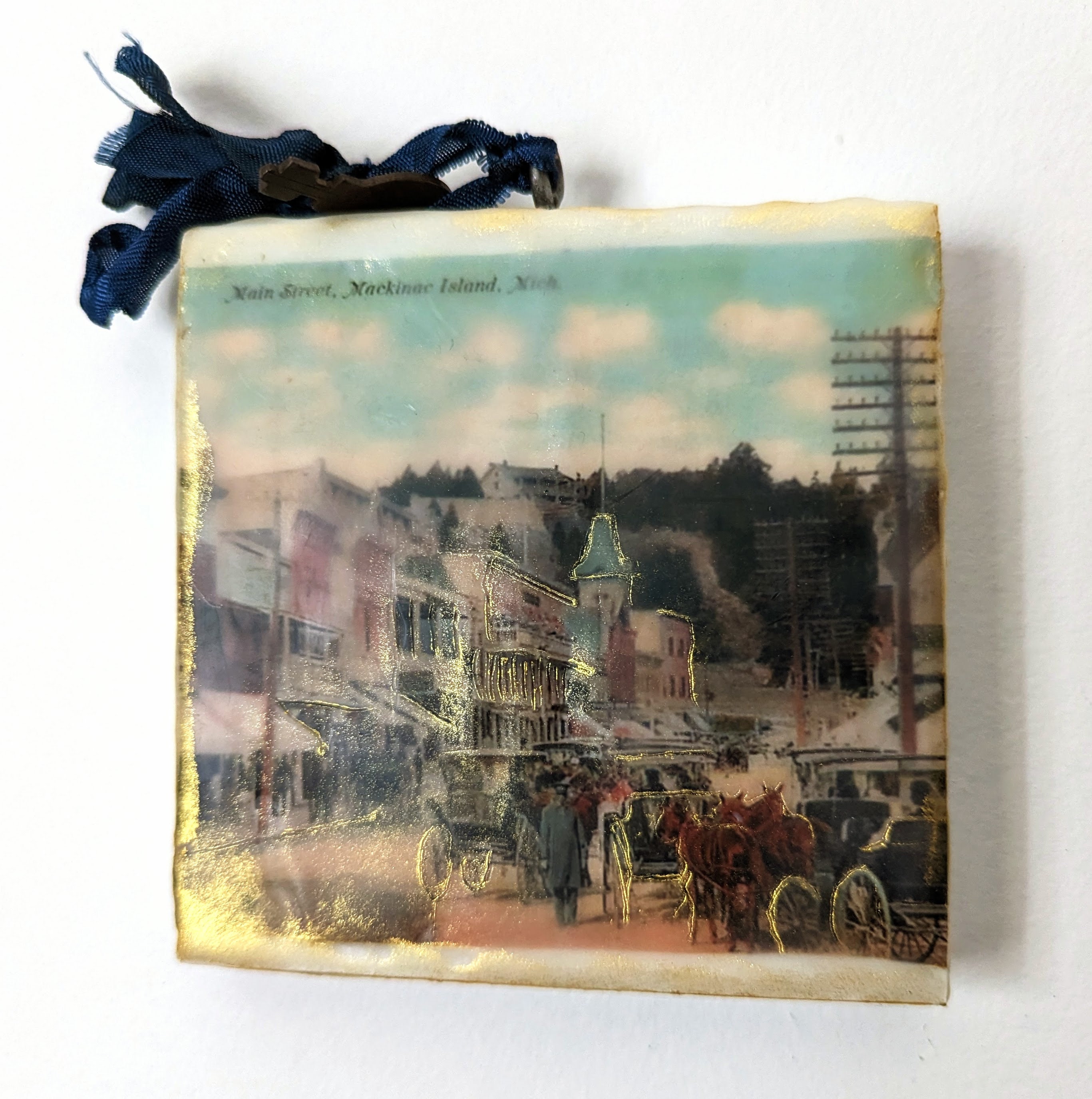 Mackinac Island History Mixed Media Collage, Wax Encaustic, Postcard ...