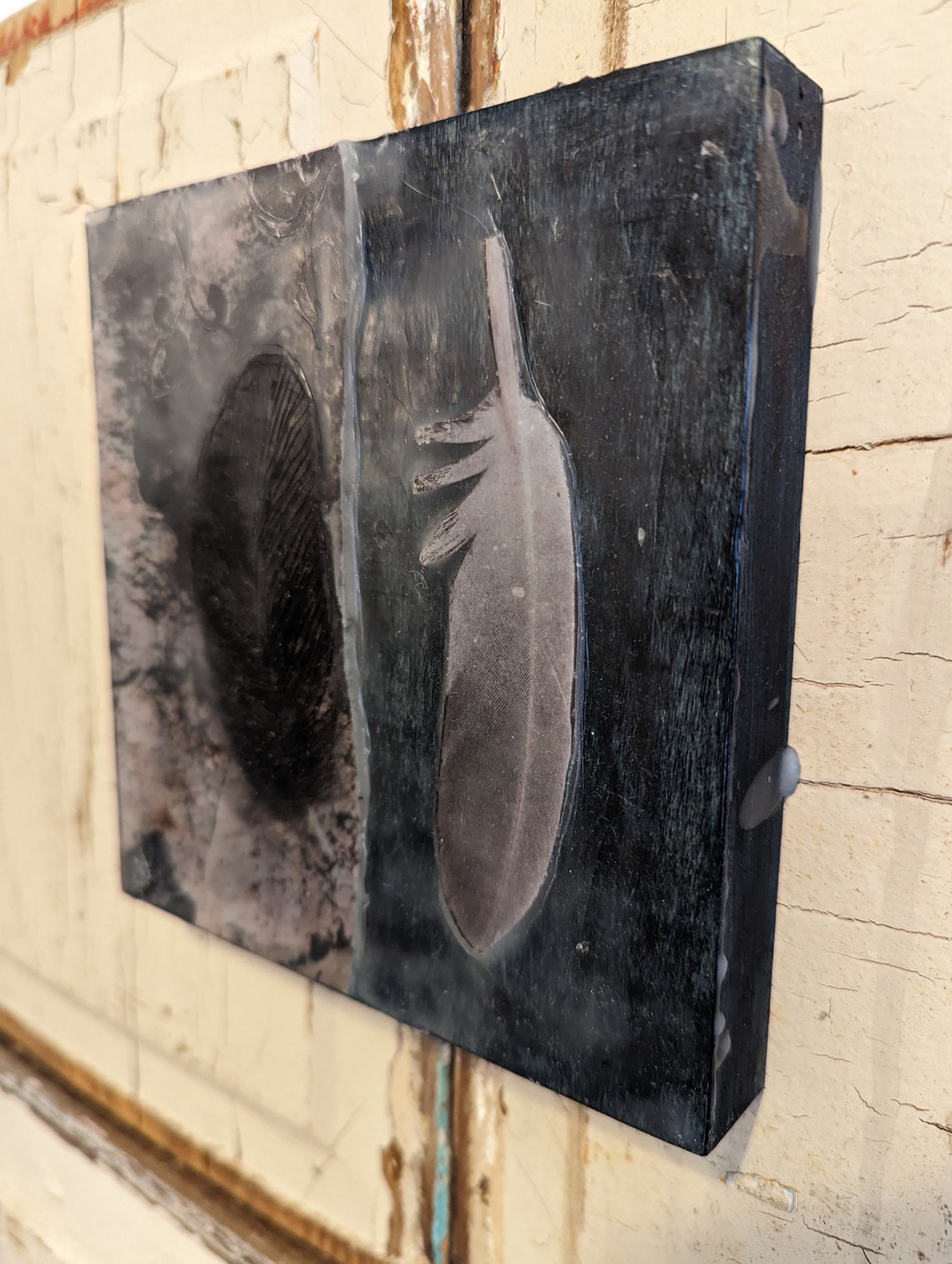 Two Feathers Original Art Wax Encaustic - Etsy