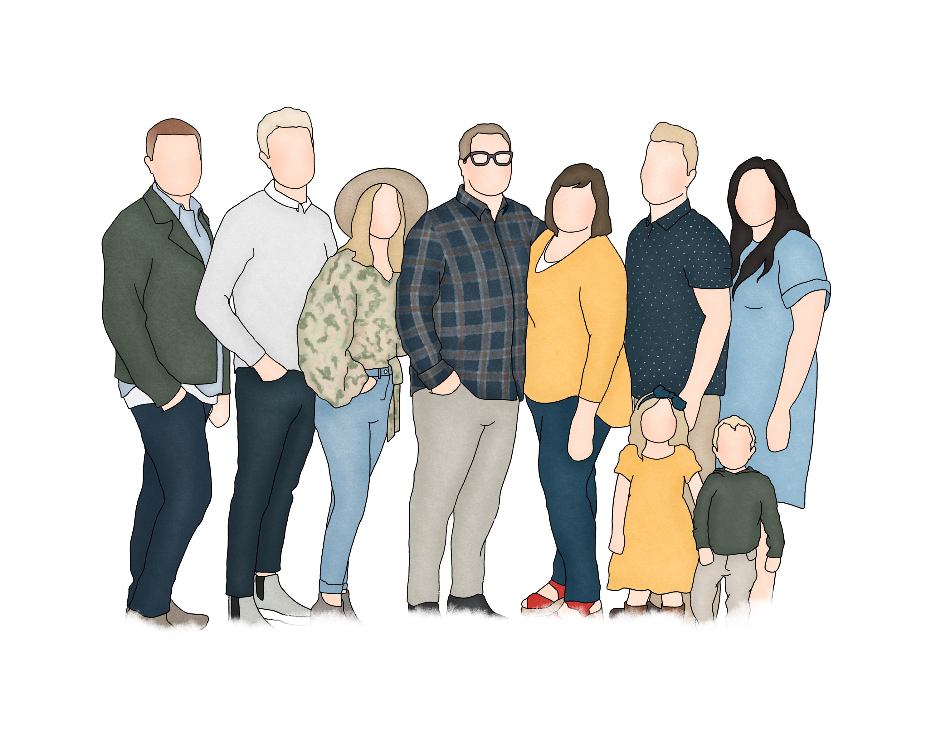 Faceless Family Portrait || Watercolor || Digital Download || Printable ...