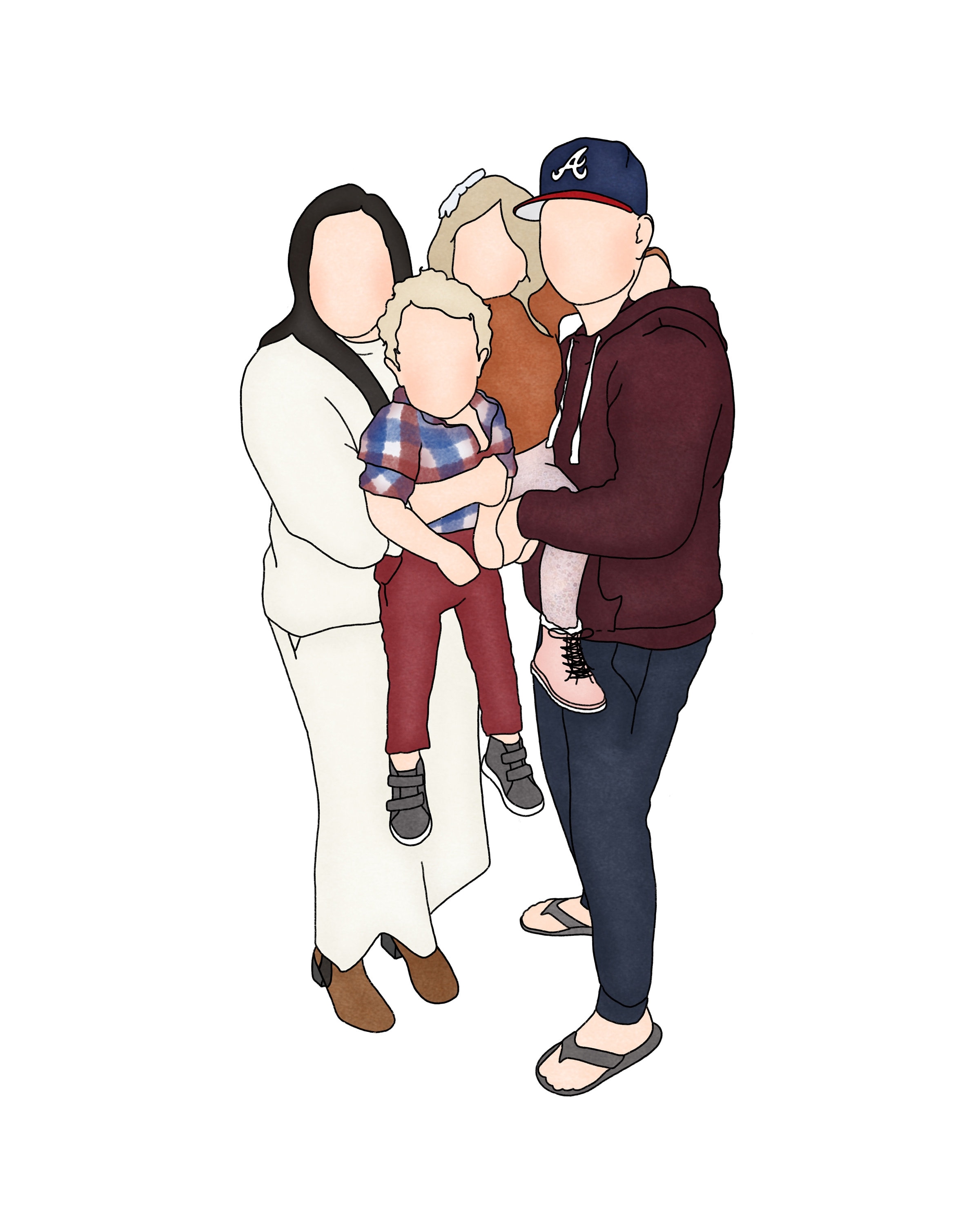 Faceless Family Portrait || Watercolor || Digital Download || Printable ...