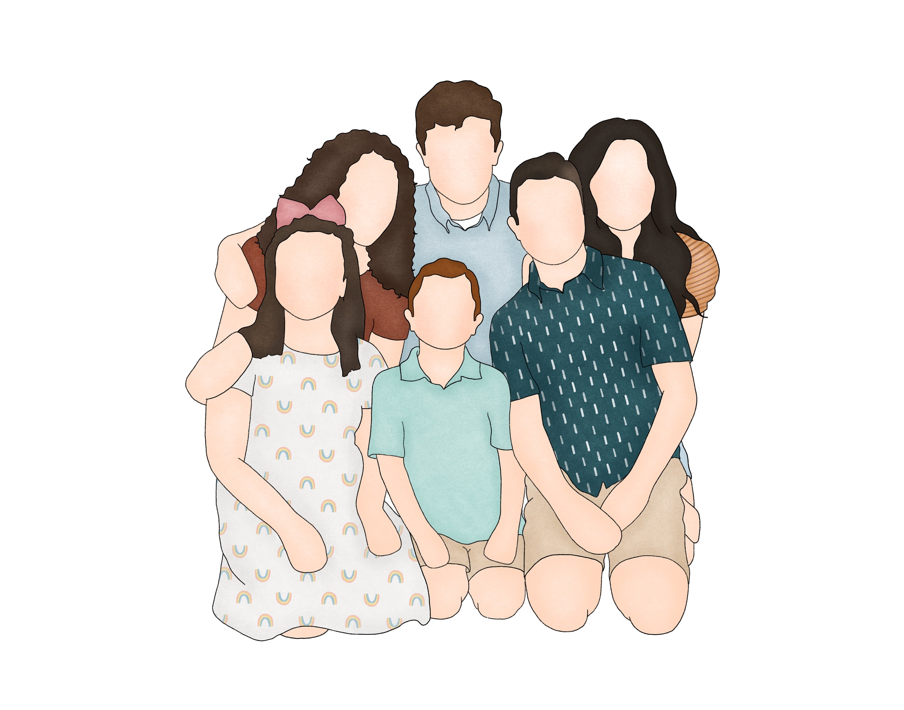 Faceless Family Portrait || Watercolor || Digital Download || Printable ...