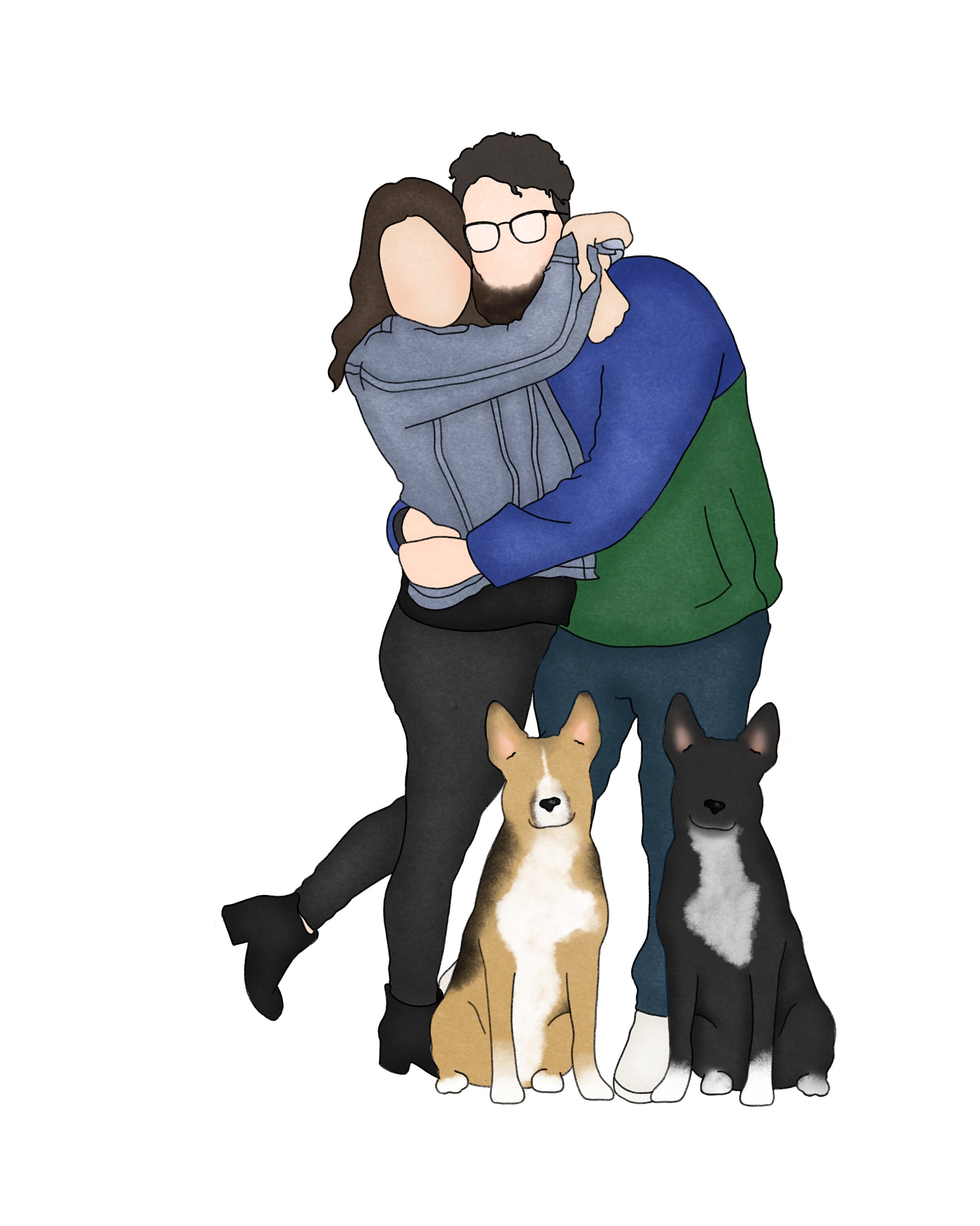 Faceless Family Portrait || Watercolor || Digital Download || Printable ...