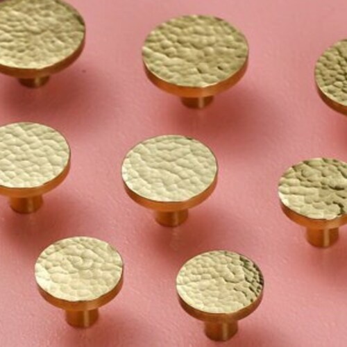 Hammer Gain Flat Brass Knob Drawer Solid Brass Knobs - Etsy
