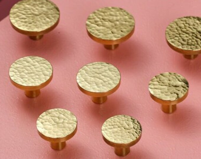 Hammered Grain Semicircle Brass Knob Handmade Drawer Solid - Etsy