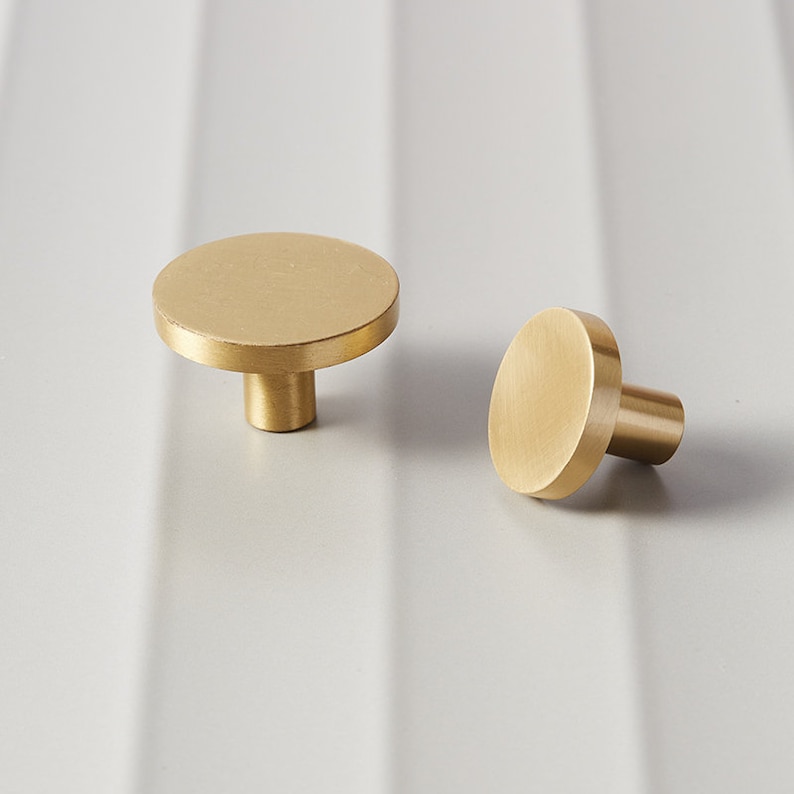 Flat Solid Brass Knob Minimalist Cabinet Knobs Furniture - Etsy