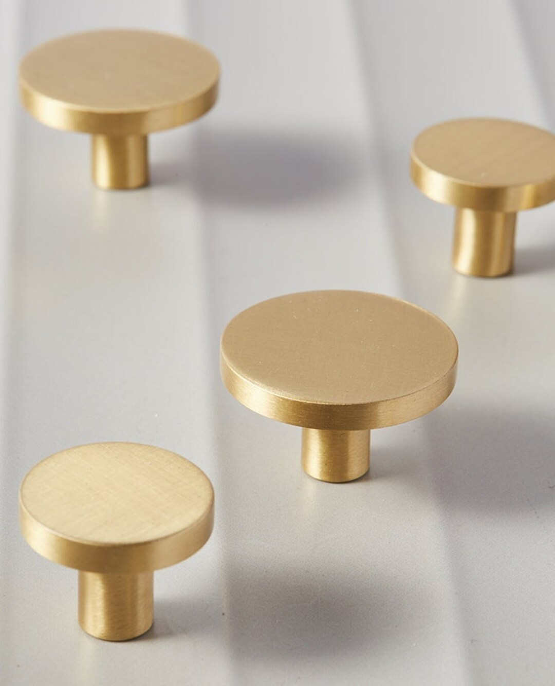 Flat Solid Brass Knob, Minimalist Cabinet Knobs, Furniture Improvement ...