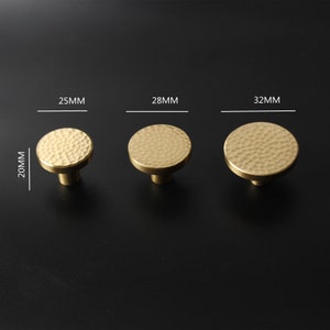 Hammered Round Brass Knob, Handmade Drawer Solid Brass Knobs, Improvement Knobs, Furniture ...