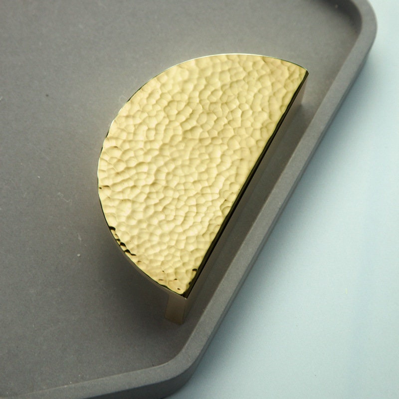 Hammered Grain Semicircle Brass Knob Handmade Drawer Solid - Etsy