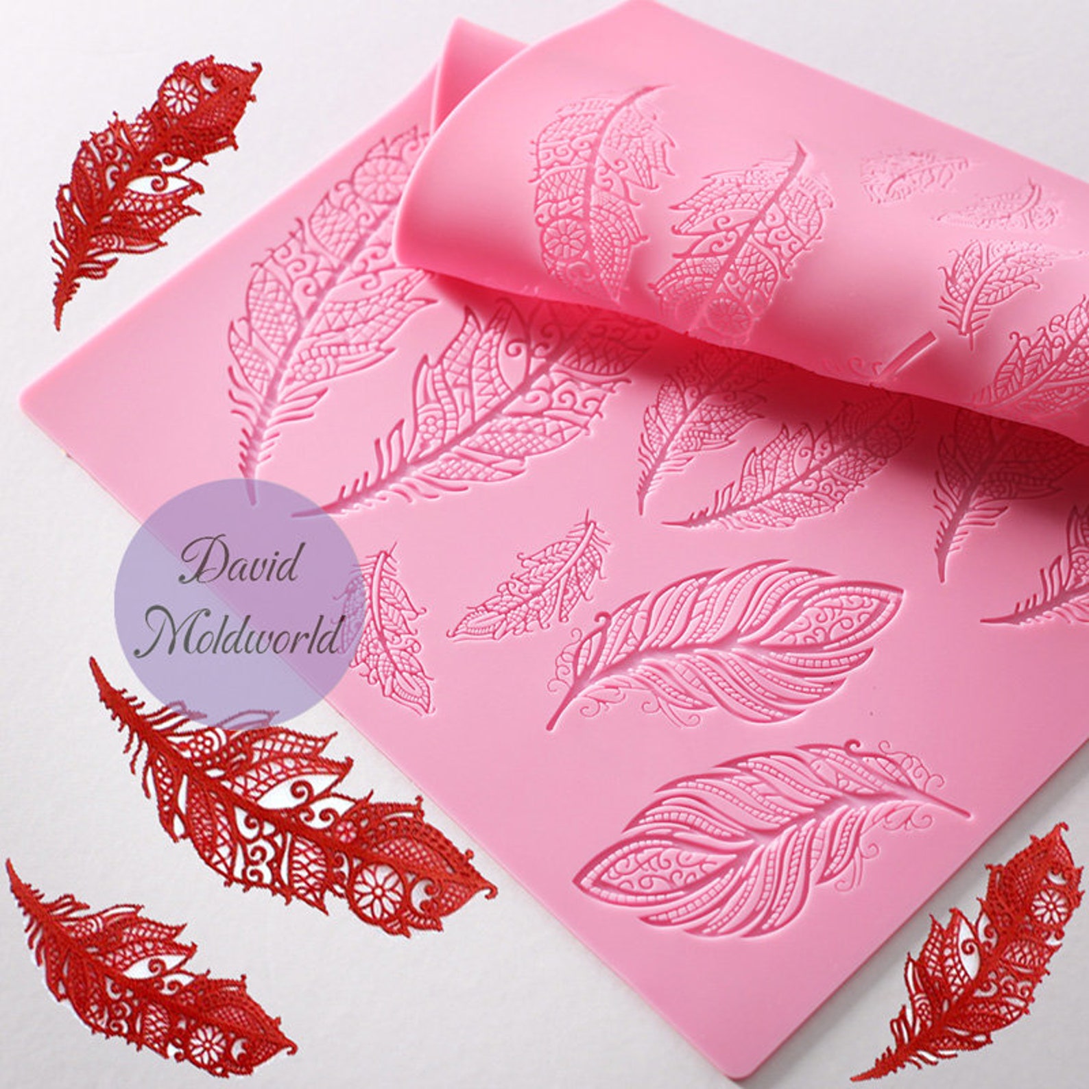 Multi Lace Feather Silicone Mold/leaf Mold /feather Mold for - Etsy