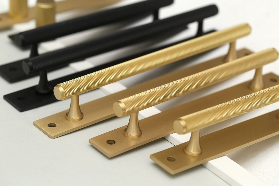 Solid Brass Kitchen Cabinet Handles Knurled Door Pulls, Handles With ...