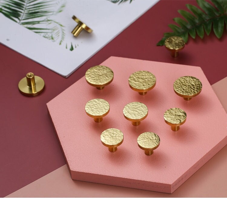 Hammer Gain Flat Brass Knob Drawer Solid Brass Knobs - Etsy