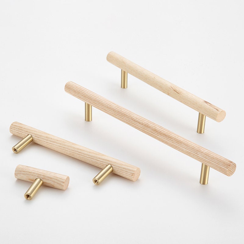 Natural Wooden Pull Handle Walnut Ash Minimalist Cabinet | Etsy