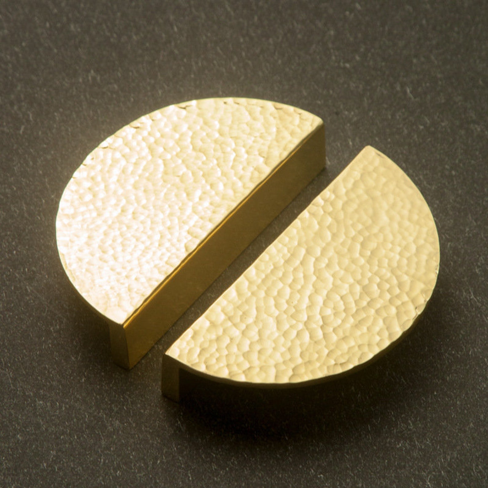 Hammered Grain Semicircle Brass Knob Handmade Drawer Solid - Etsy