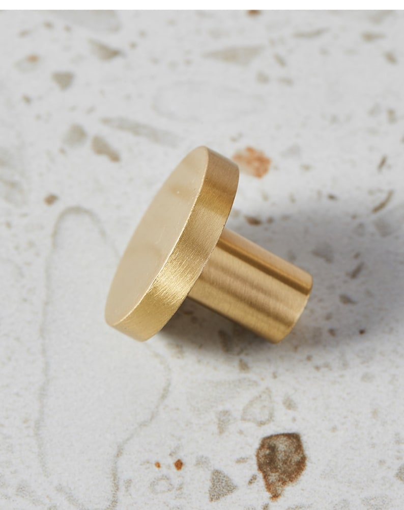 Flat Solid Brass Knob Minimalist Cabinet Knobs Furniture - Etsy