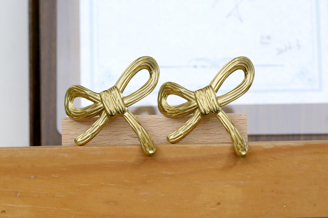 Modern Brass Bow Drawer Knobs Pulls Dresser Knob Pull Handles Gold ...
