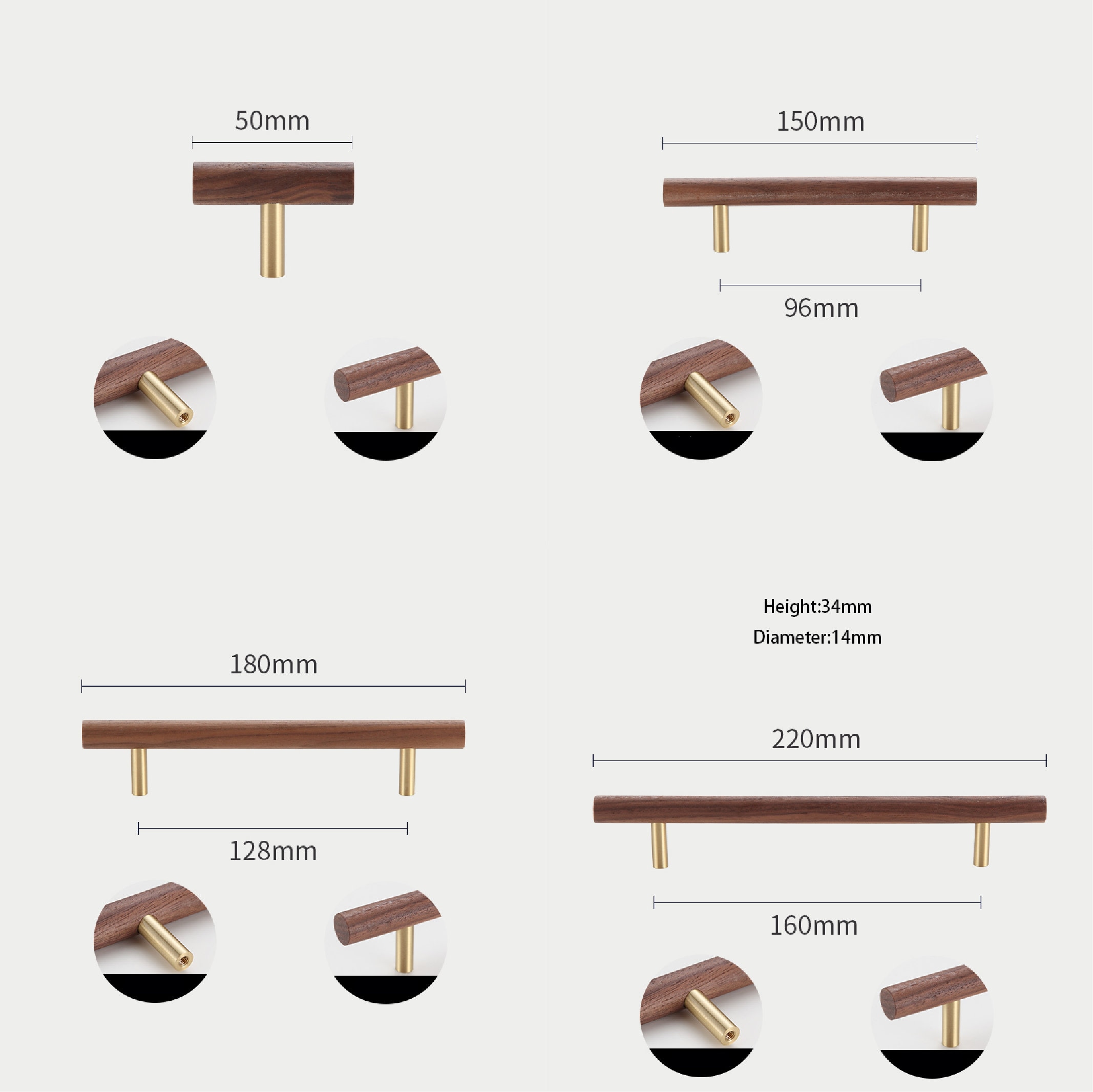 Natural Wooden Pull Handle Walnut Ash Minimalist Cabinet | Etsy