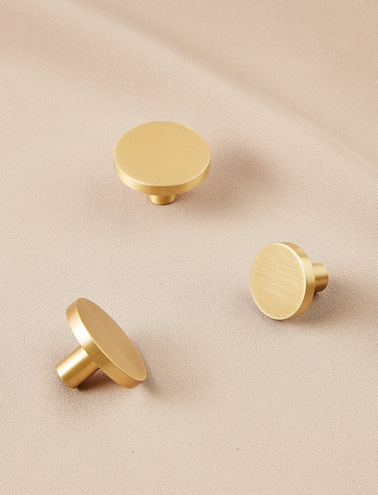 Flat Solid Brass Knob Minimalist Cabinet Knobs Furniture - Etsy