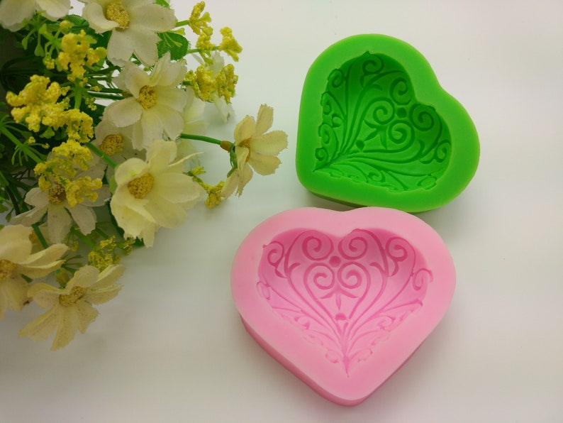 Geometric Heart Silicone Mold Fondant /Pattern Heart Mold/ | Etsy