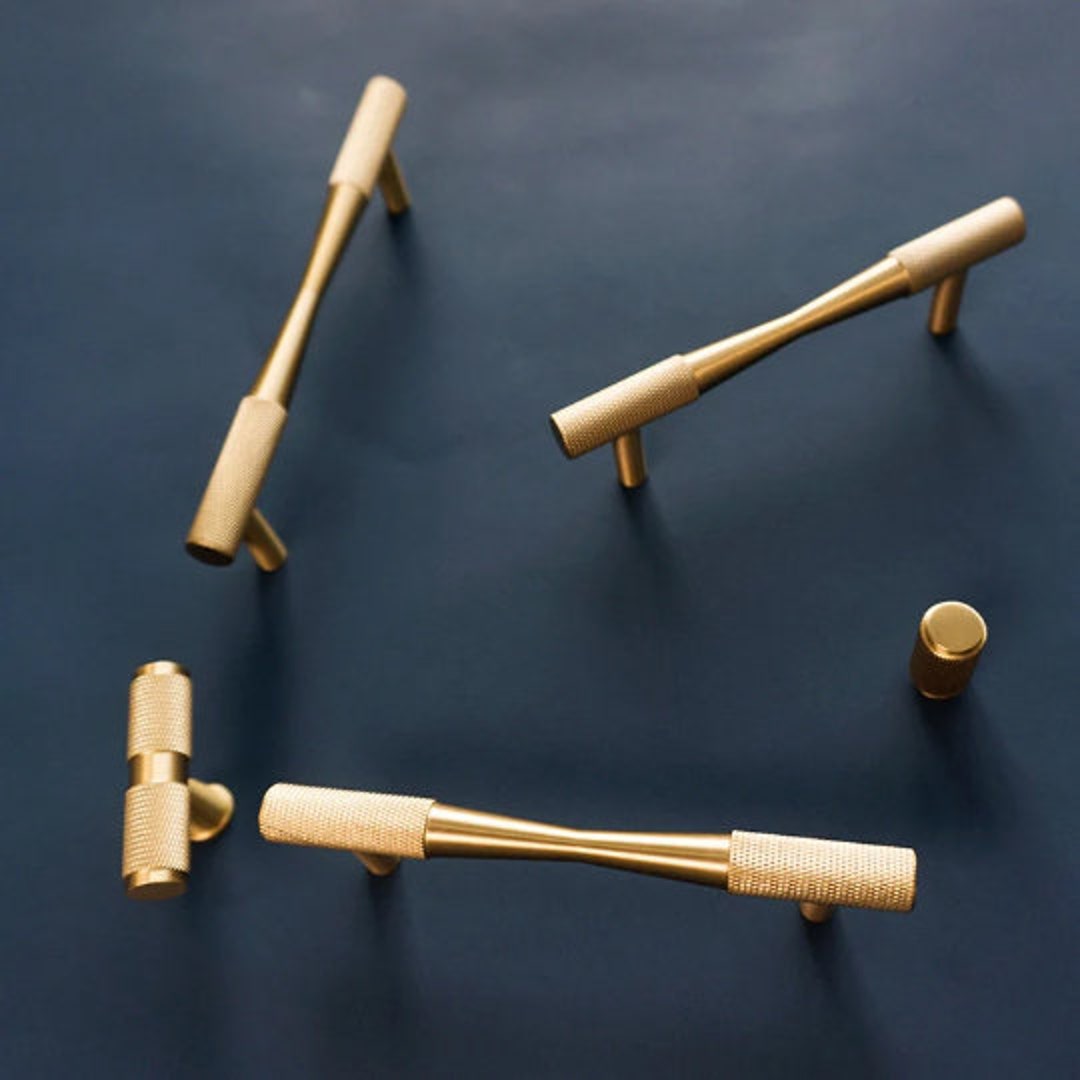 Grid Knurl Brass Handles Minimalist Cabinet Pulls Furniture - Etsy