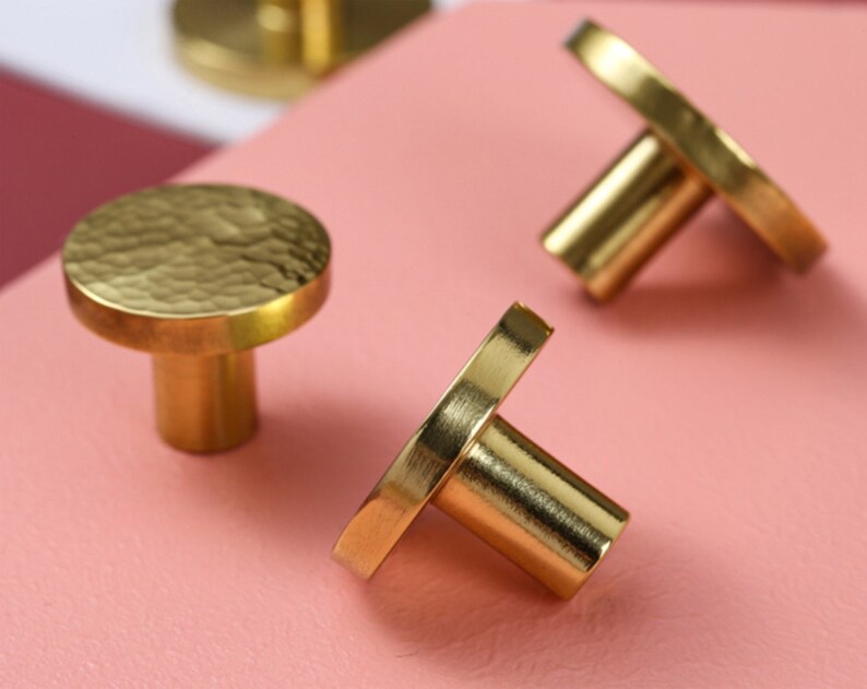 Hammer Gain Flat Brass Knob Drawer Solid Brass Knobs - Etsy