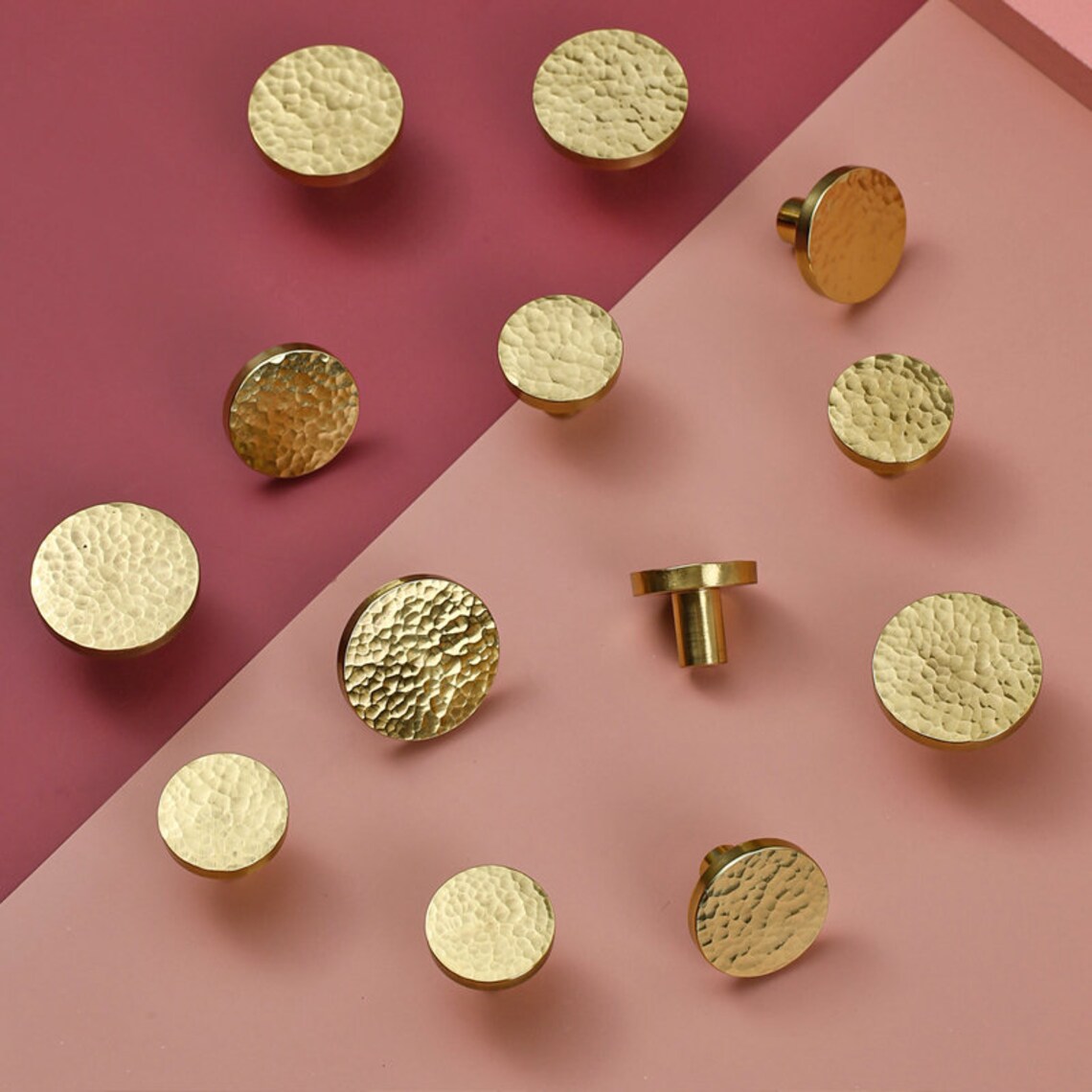 Hammer Gain Flat Brass Knob Drawer Solid Brass Knobs - Etsy