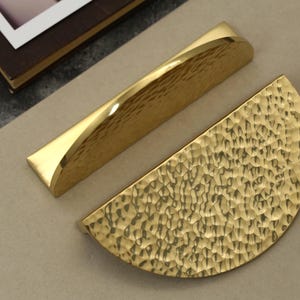Hammered Grain Semicircle Brass Knob, Handmade Drawer Solid Brass Knobs, Improvement Knobs ...