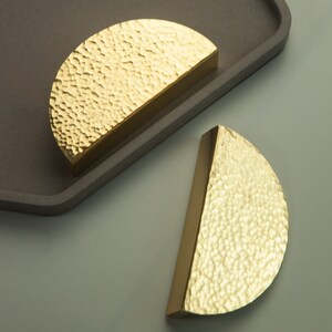Hammered Grain Semicircle Brass Knob, Handmade Drawer Solid Brass Knobs, Improvement Knobs ...