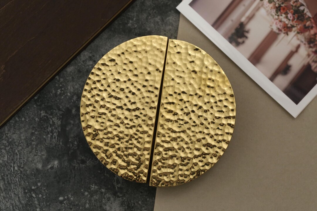 Hammered Grain Semicircle Brass Knob, Handmade Drawer Solid Brass Knobs, Improvement Knobs ...