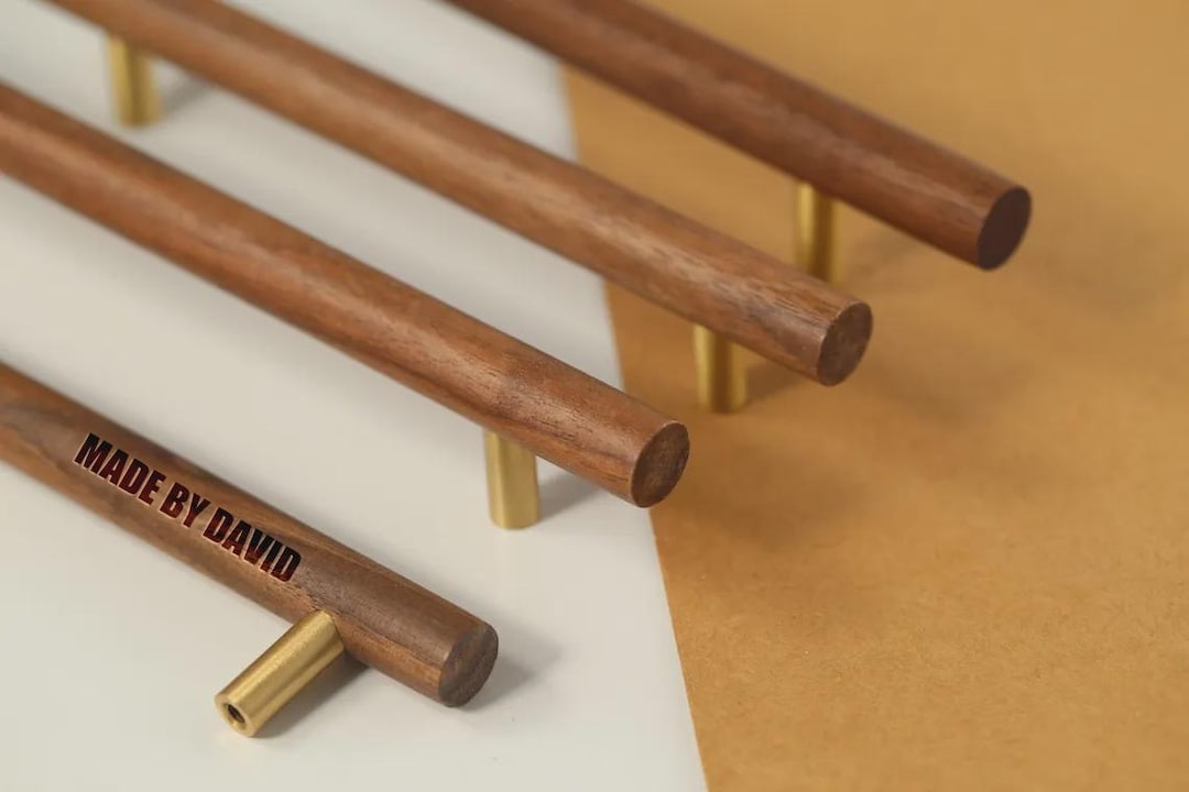 Custom Engraved Natural Wooden Pull Handle,walnut Ash Minimalist ...