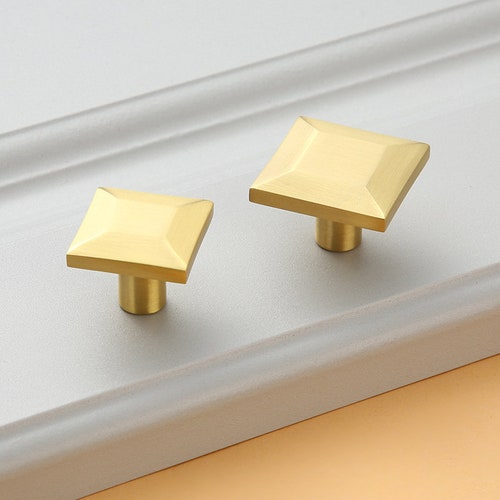 Flat Solid Brass Knob Minimalist Cabinet Knobs Furniture - Etsy