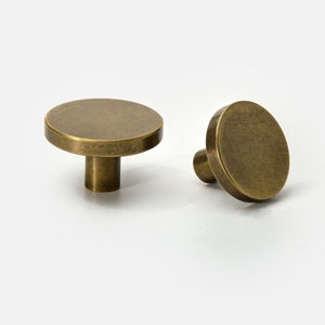 Custom Engraved Flat Solid Brass Knob,minimalist Cabinet Knobs ...