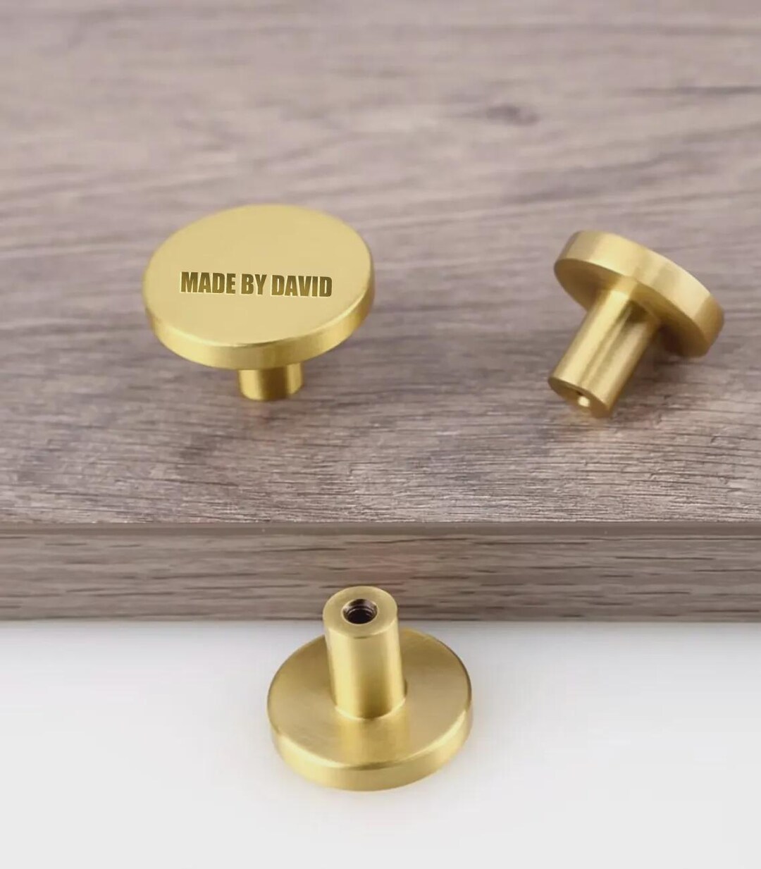 Flat Solid Brass One Hole Knob,minimalist Cabinet Knobs,furniture ...