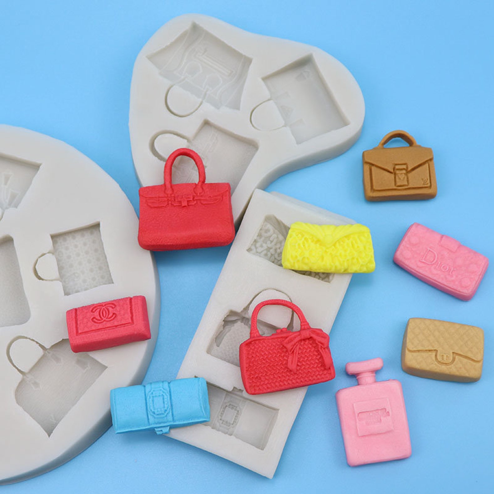 Cosmetic Bag Mold/bag Silicone Mold/toiletry Bag Mold/high Heels Mold ...