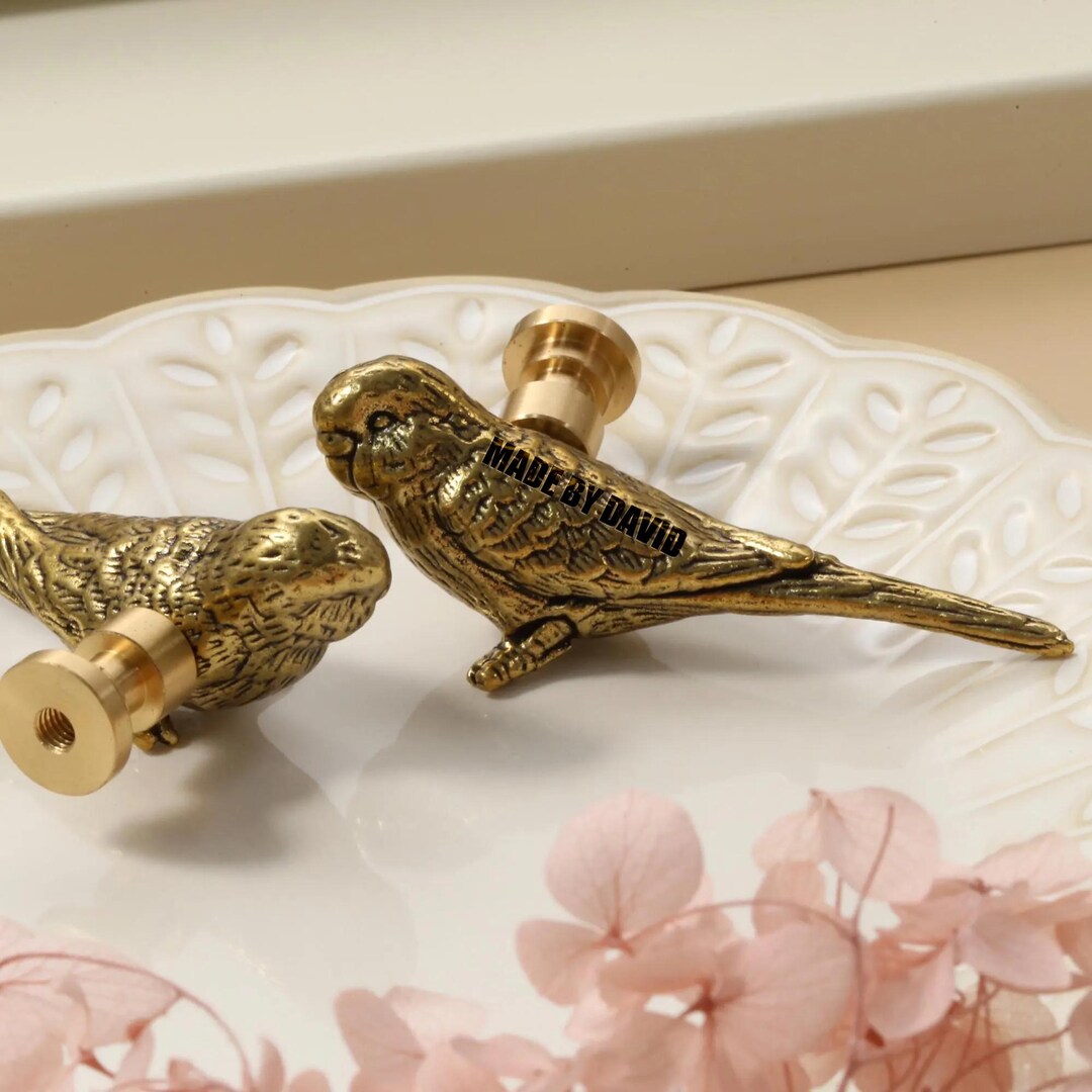 Parrot Brass Drawer Knobs,unique Bird Cabinet Knobs,furniture ...