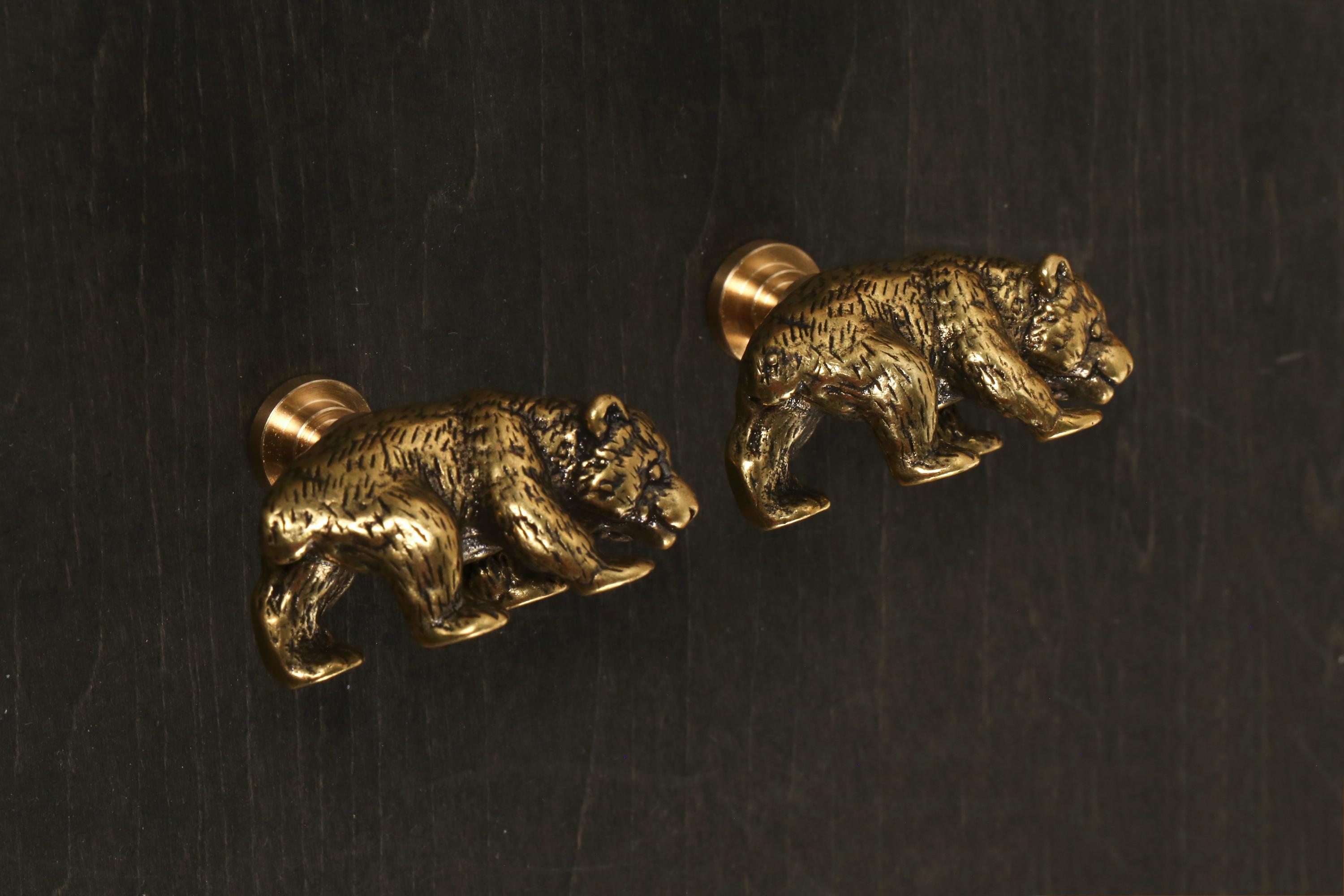 Bear Solid Brass Drawer Knobs,cabinet Door Knobs,furniture Replacement ...
