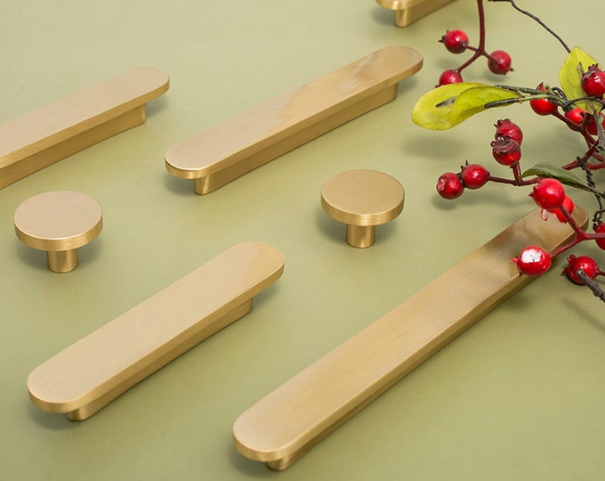 Natural Wooden Pull Handle Walnut Ash Minimalist Cabinet | Etsy