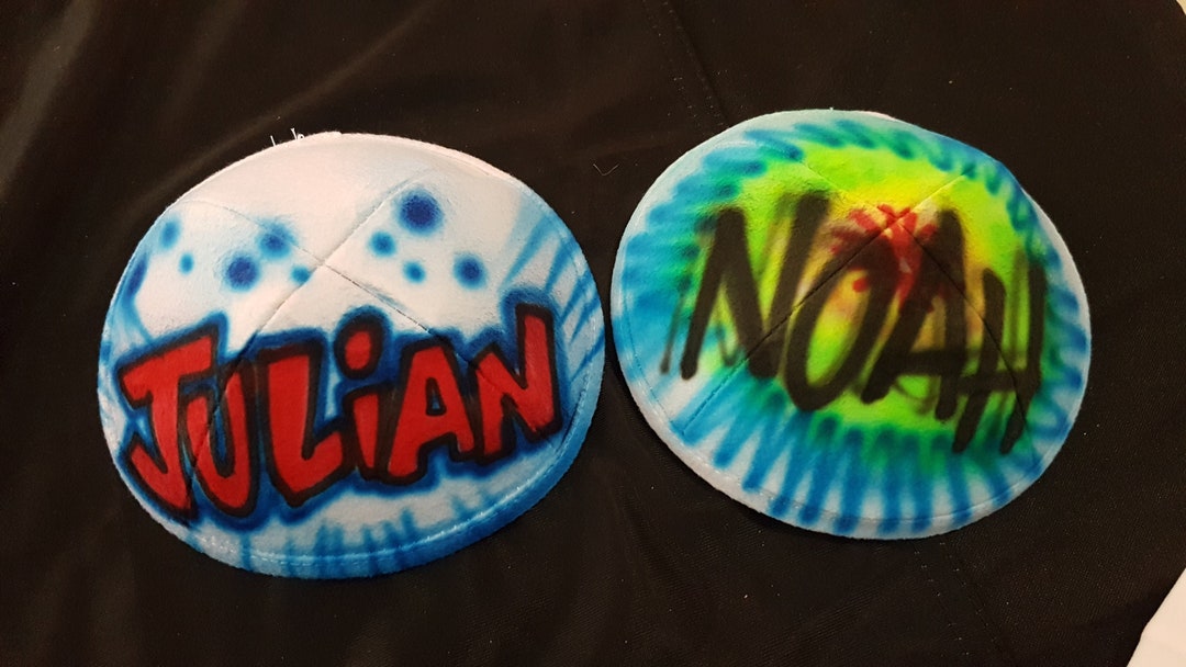 Custom Airbrush Kippah: Personalized Yarmulke, Bar Mitzvah Favor - Etsy