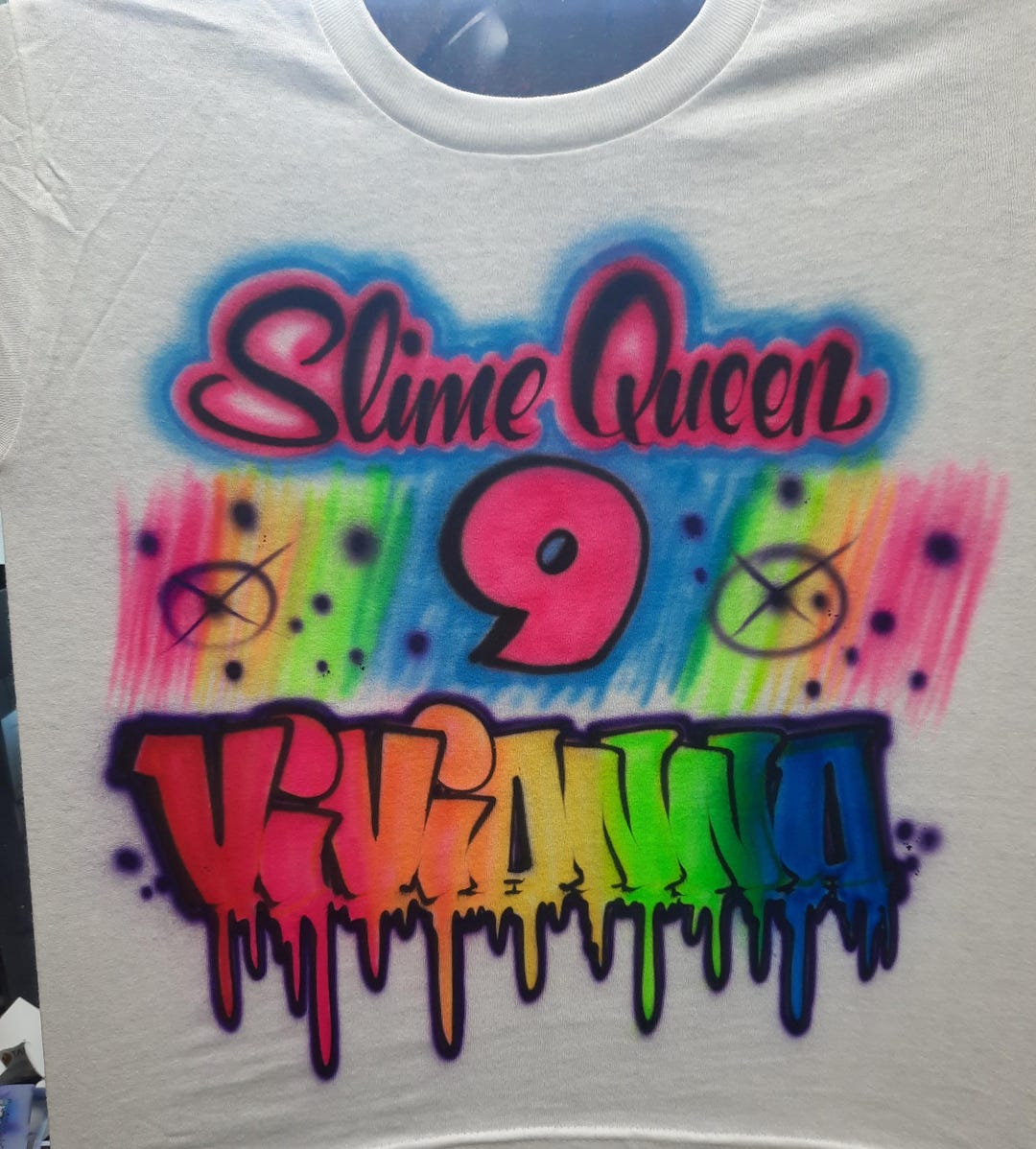 Slime Queen, Slime Birthday Shirt Neon, Airbrush Shirt, Graffiti, Slime ...